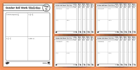 Sixth Grade Math October Bell Work Bundle Twinkl
