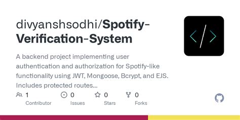 GitHub Divyanshsodhi Spotify Verification System A Backend Project Implementing User