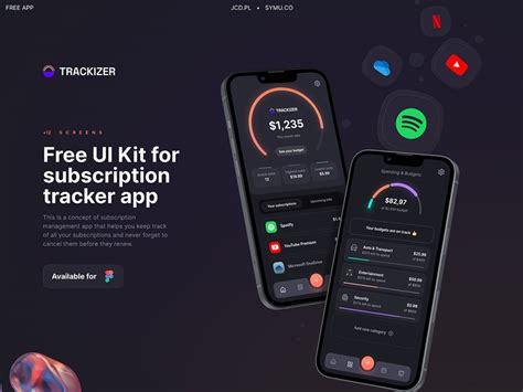 Trackizer Subscription Tracker App Free UI Kit Theme UI