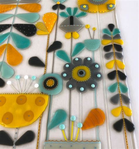 Fused Glass Retro Meadow Panel Fused Glass Cornish Fused Glass Fused Glass Cornwall Etsy Uk