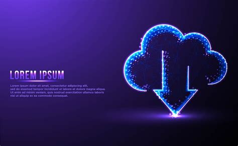 Premium Vector Cloud Download Storage Low Poly Wireframe