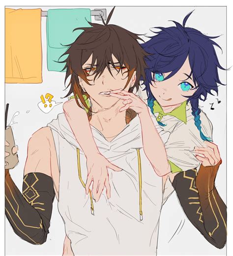 Zhongli Venti And Zhongli Genshin Impact Drawn By Sgat Danbooru