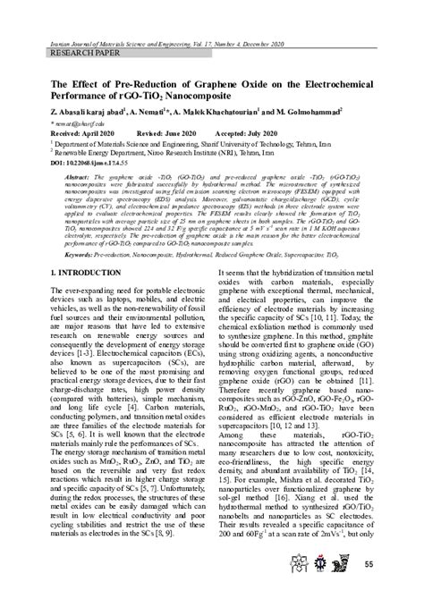 Pdf The Effect Of Pre Reduction Of Graphene Oxide On The Electrochemical Performance Of Rgo