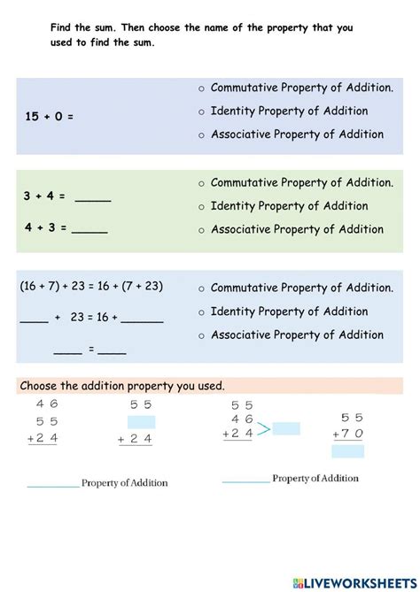 Commutative Property Of Addition Worksheets