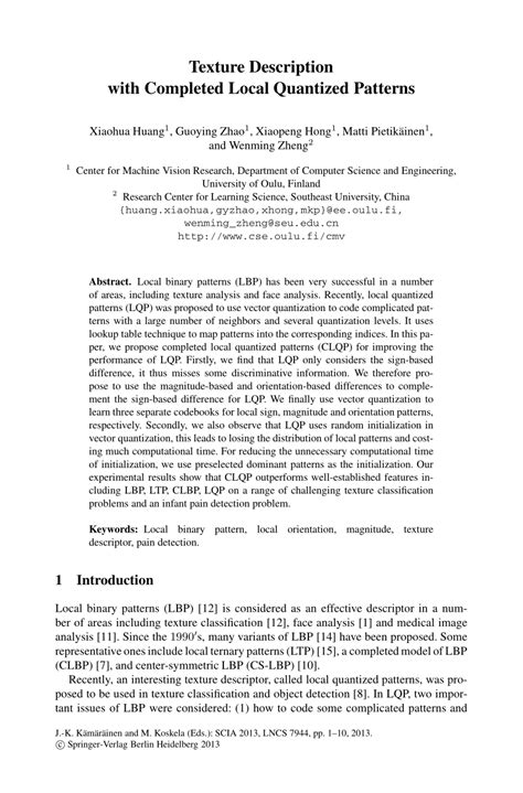 Pdf Texture Description With Completed Local Quantized Patterns