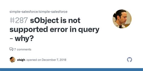 Sobject Is Not Supported Error In Query Why · Issue 287 · Simple