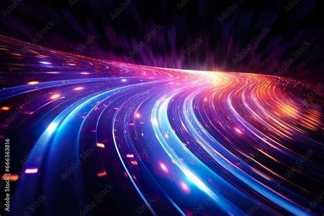 Data Binary Flow Rolling On Futuristic Technology Background Stock
