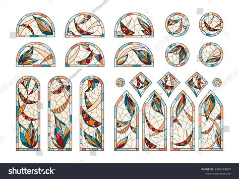 stained glass church set different windows stock vector royalty free 2303124907 shutterstock