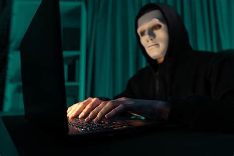 Premium Photo White Criminal Anonymous Mask Installing Coding Password Encryption Pecuniary