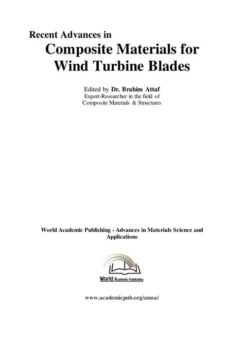 Pdf Recent Advances In Composite Materials For Wind Turbine Blades