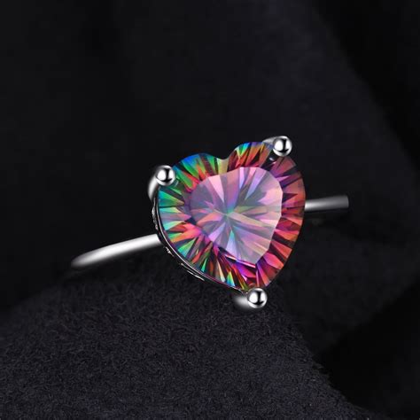 Heart Rainbow Fire Multi Colored Topaz Ring
