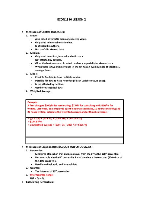 ECON Lesson ECON Full Lecture Notes For Each LectureECON Full Lecture Notes For