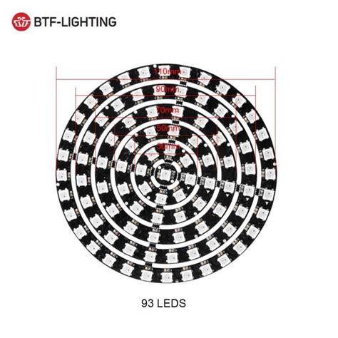 93 Led Noir Pcb Anneau Arduino Rgb Intégré Modules Ronds Sk6812 5050
