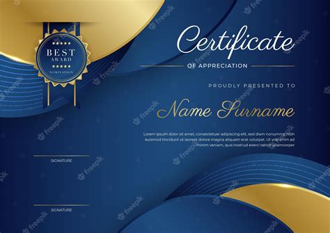 Premium Vector Certificate Of Appreciation Template Gold And Blue