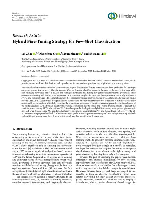 Pdf Hybrid Fine Tuning Strategy For Few Shot Classification