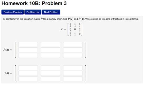Solved Homework 10b Problem 3 Previous Problem Problem List