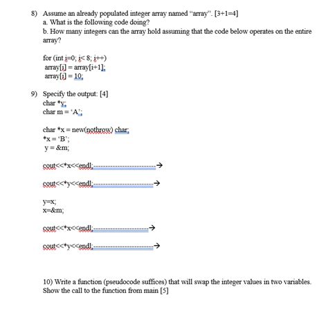 Solved 8 Assume An Already Populated Integer Array Named