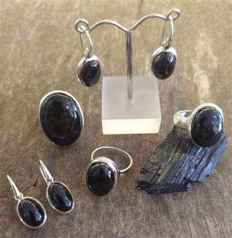 Black Tourmaline Jewellery Cut And Polished Natural Crystals Set In 925 Sterling Silver Qi Crystals