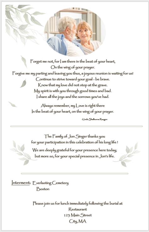 Soft Leaves Memorial Service Booklets Mass Booklets