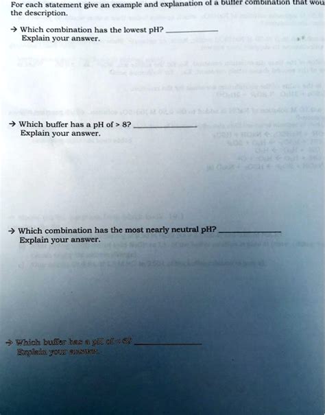 For Each Statement Give An Example And Explanation Of A Buffer Combination That Would Fit The