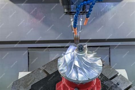 Premium Photo Five Axis Cnc Machining Center Cutting Jet Engine Turbine