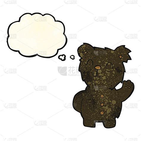 卡通黑熊与思想泡泡
