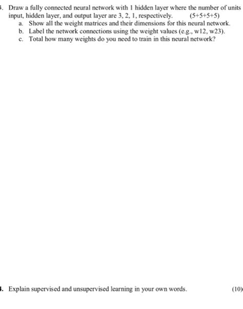 Solved Draw A Fully Connected Neural Network With Hidden Chegg