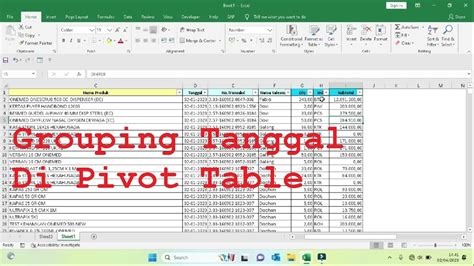 Grouping Tanggal Di Pivot Table Youtube