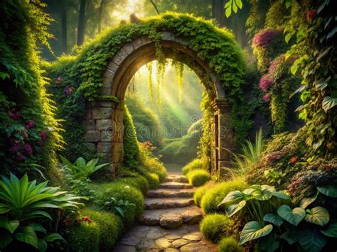 Unveiling A Hidden Oasis A Macro Exploration Of Intricate Mosscovered Archways And Lush