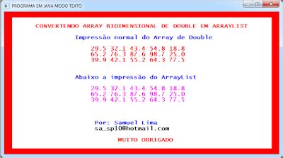 Samuel Lima Programador C C Java Convertendo Array Bidimensional