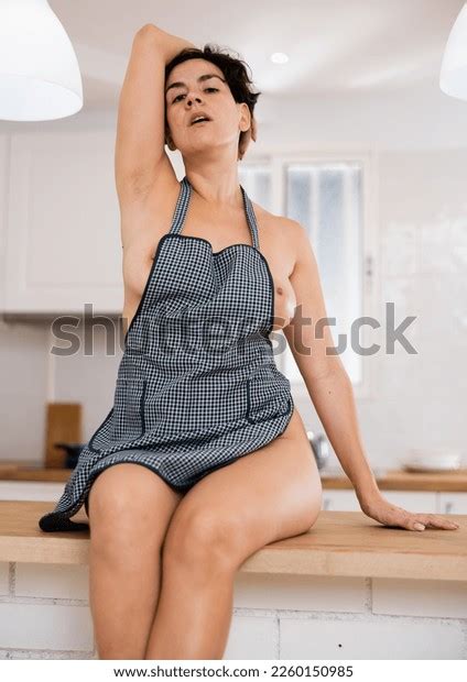Portrait Naked Woman Checkered Apron Posing Stock Photo Shutterstock