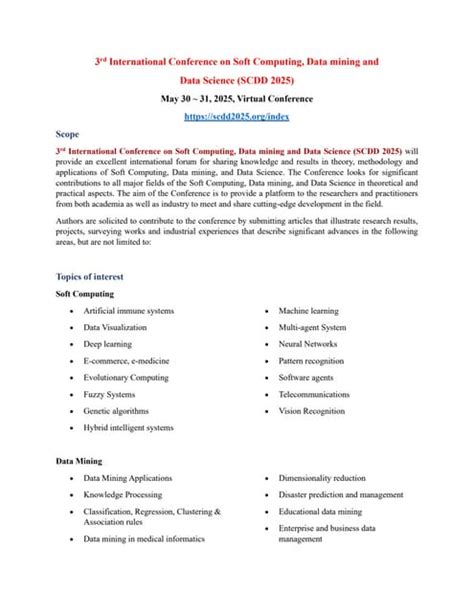 3rd International Conference On Soft Computing Data Mining And Data