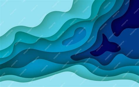 Premium Vector Multi Colored Abstract Blue Wavy Papercut Overlap Layers Background Eps10 Vector