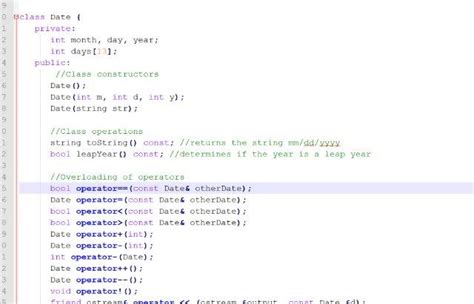 C Date Class Implementation