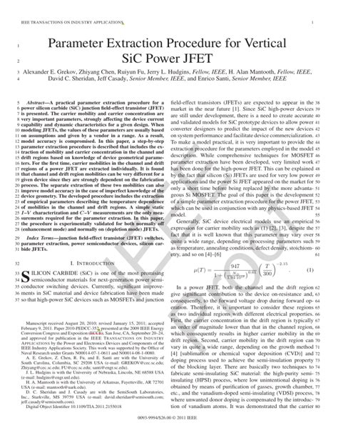 Parameter Extraction Procedure For Vertical Sic Power Jfet