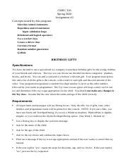 CMSC203 Assignment 2 Description S2020 Docx CMSC 203 Spring 2020