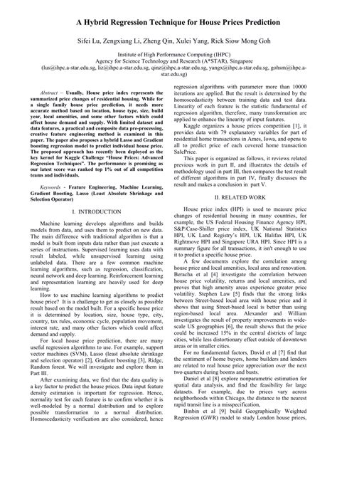 Pdf A Hybrid Regression Technique For House Prices Prediction