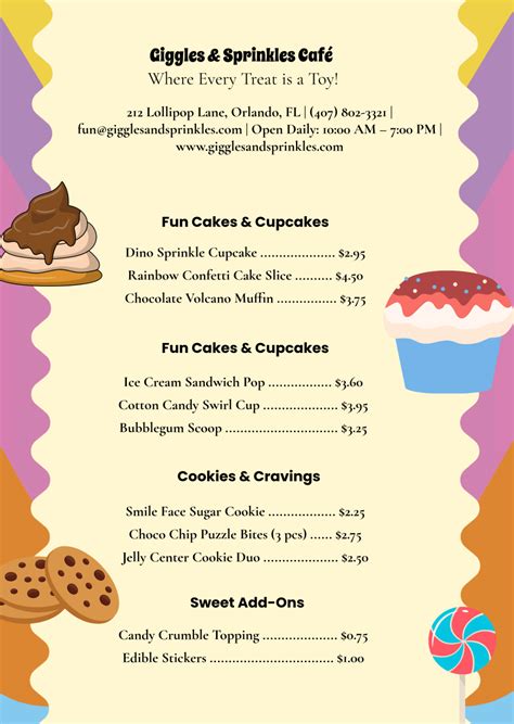 Free Dessert Menu Templates Editable And Printable