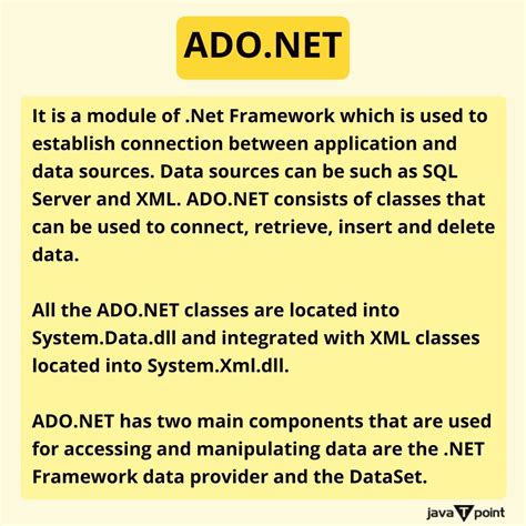 Learn About Adonet And Its Features Tpoint Tech Posted On The Topic Linkedin