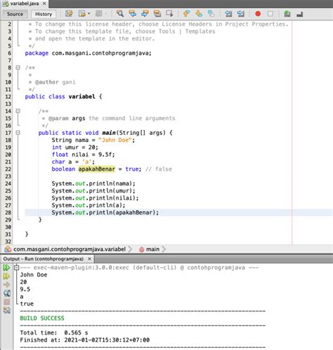 Contoh Program Java Variabel Dan Cara Penggunaannya