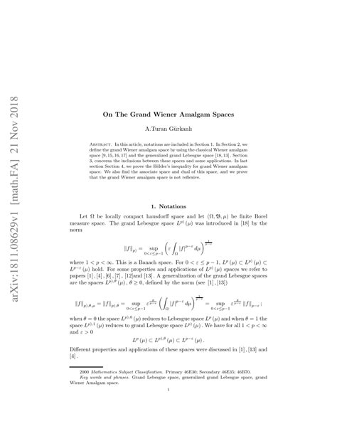 Pdf On The Grand Wiener Amalgam Spaces