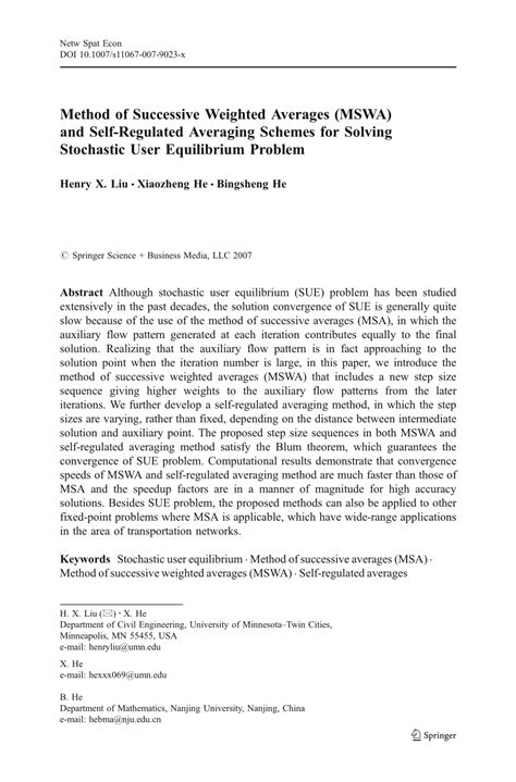 Pdf Method Of Successive Weighted Averages Mswa And Self Regulated Averaging Schemes For