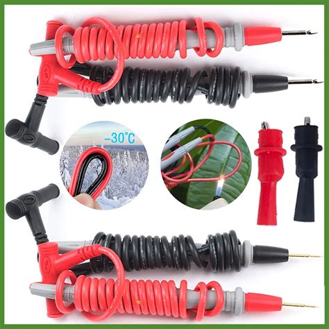 1000v 20a 실리콘 와이어 멀티 미터 프로브 테스트 리드 키트 120cm 범용 바늘 테스터 팁 악어 클립 측정 프로브