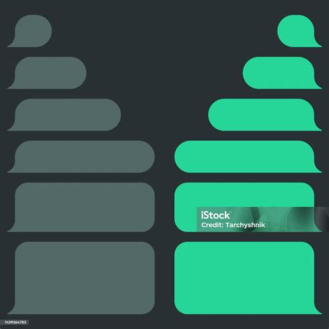 다양한 메시지 거품을 비워 둡니다 녹색 채팅 또는 메신저 음성 거품 Sms 텍스트 프레임 단문 메시지 전송 다크 모드 벡터 일러스트 레이 션 Brand Name Online