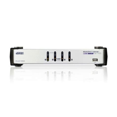 Port USB VGA Dual Display Audio KVMP Switch Blue Square Power