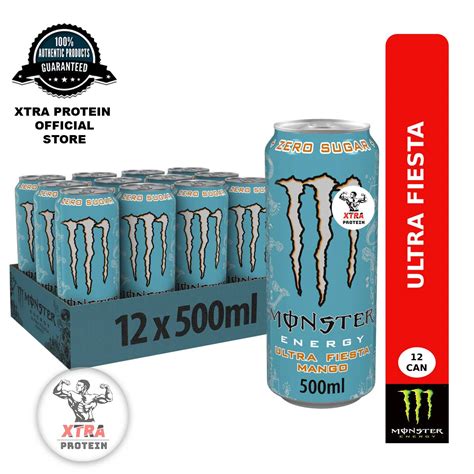 Monster Energy Drink Ultra Fiesta 500ml 12 Pack Xtra Protein