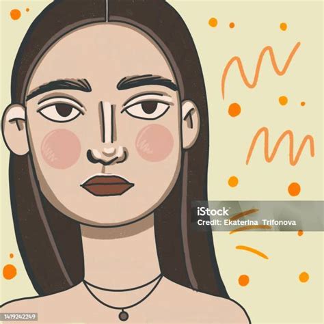 갈색 머리카락을 가진 소녀 빈티지 스타일의 캐릭터 일러스트 레이 션 갈색에 대한 스톡 벡터 아트 및 기타 이미지 갈색 검은