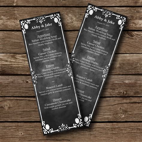 Editable Menu Template Chalkboard Style Word Document