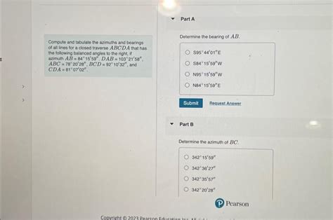 Solved Compute And Tabulate The Azimuths And Bearings Of All Chegg