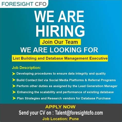 Neha Rajdev On Linkedin We Are Hiring Database Management Executive Jobopeningdatabase Management
